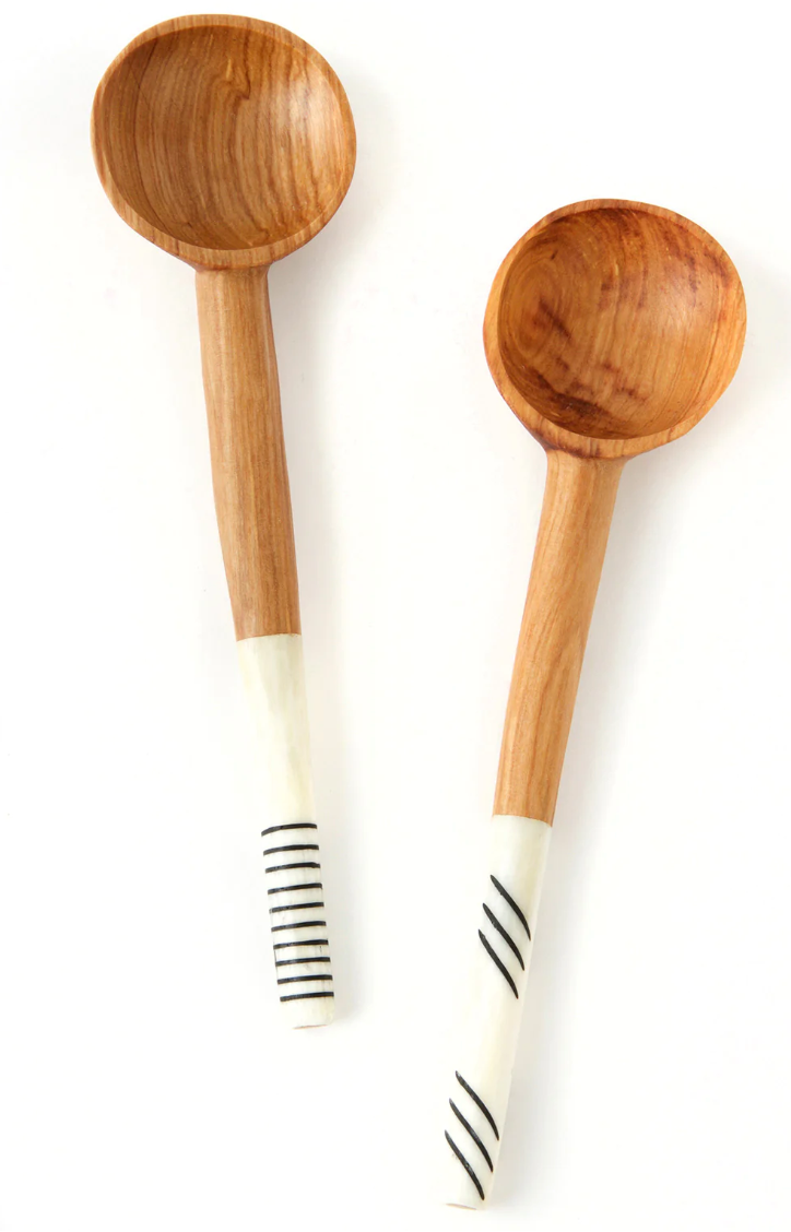 Kenyan Wood Olive Spoon w/Etched Cow Bone Handle (1ct) (SOLD OUT ...